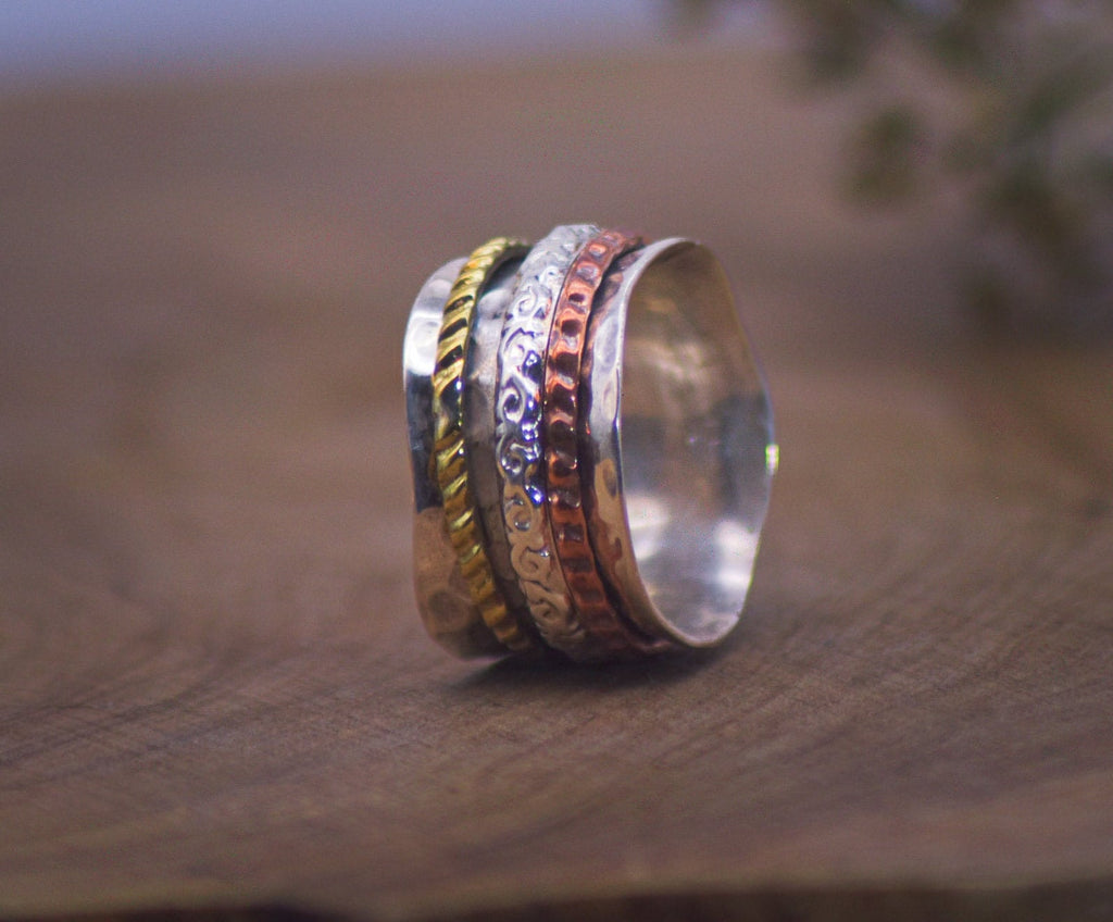 Wish ring"Leyla"with three rotating rings made of 925 sterling silver ...